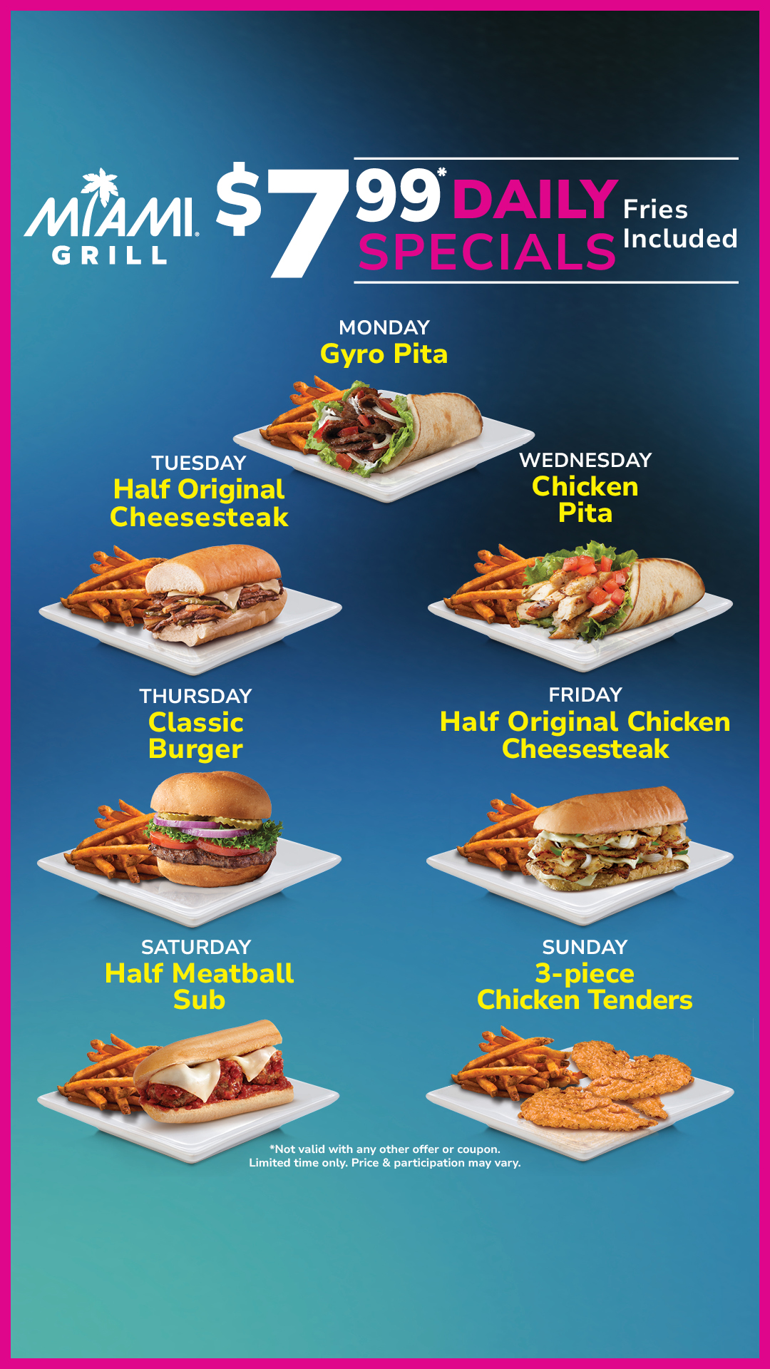 $6.99 Classic Philly Pitas and $7.99 Daily Specials at Miami Grill ...